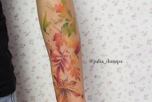 fall leaf tattoo design